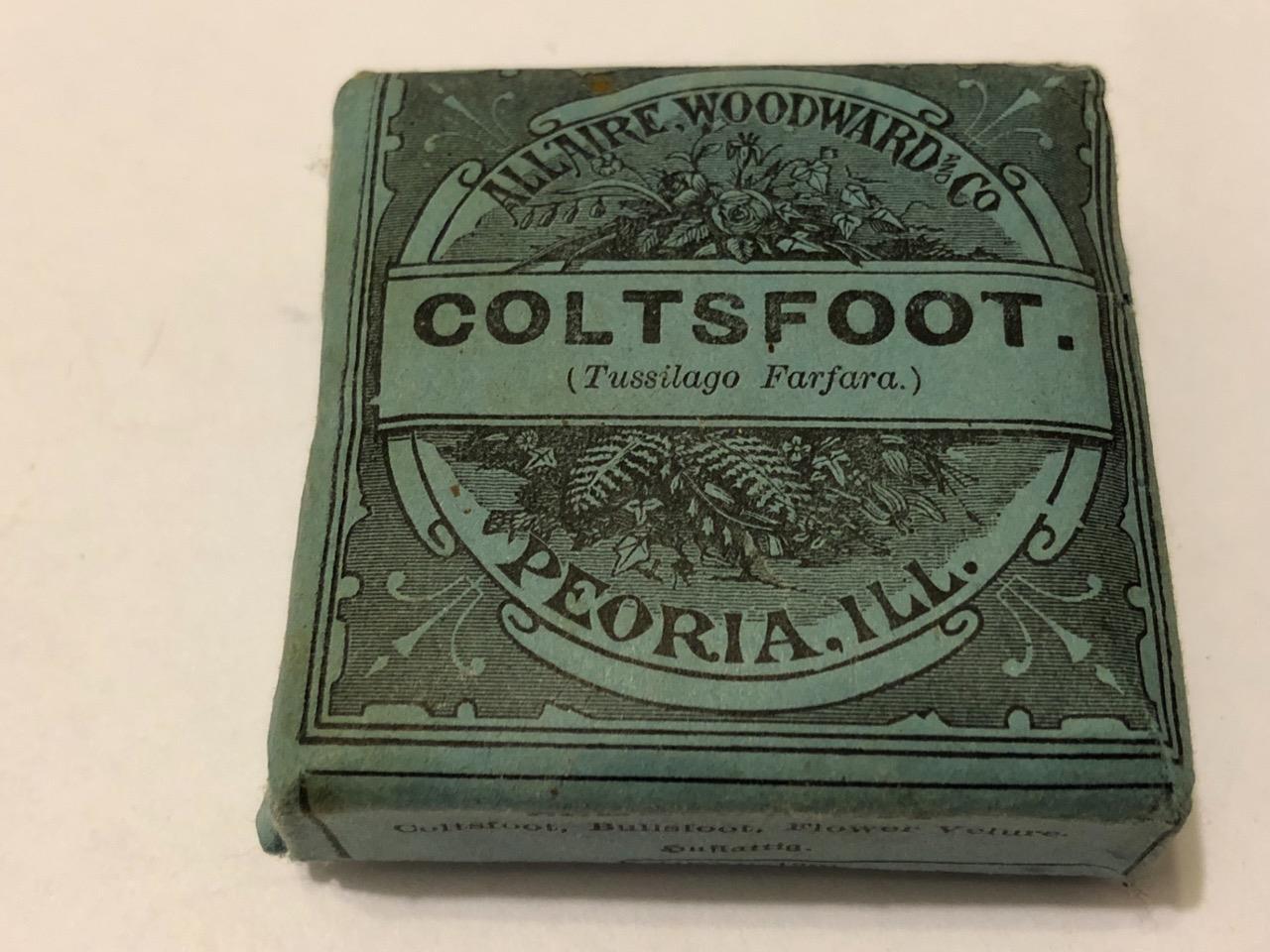 Antique Full Allaire Woodward Co Medicine Package Coltsfoot Herbs Drugs ...