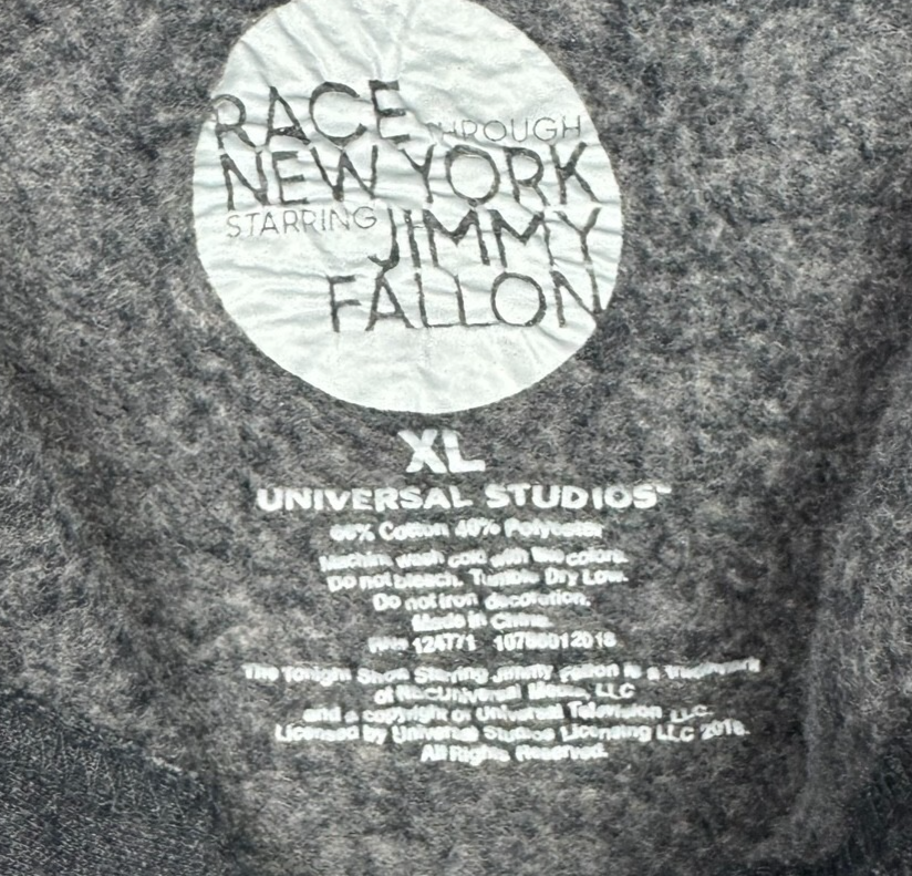 Jimmy Fallon x Universal Studios Men's Hoodie Sweatshirt Gray • XL | eBay