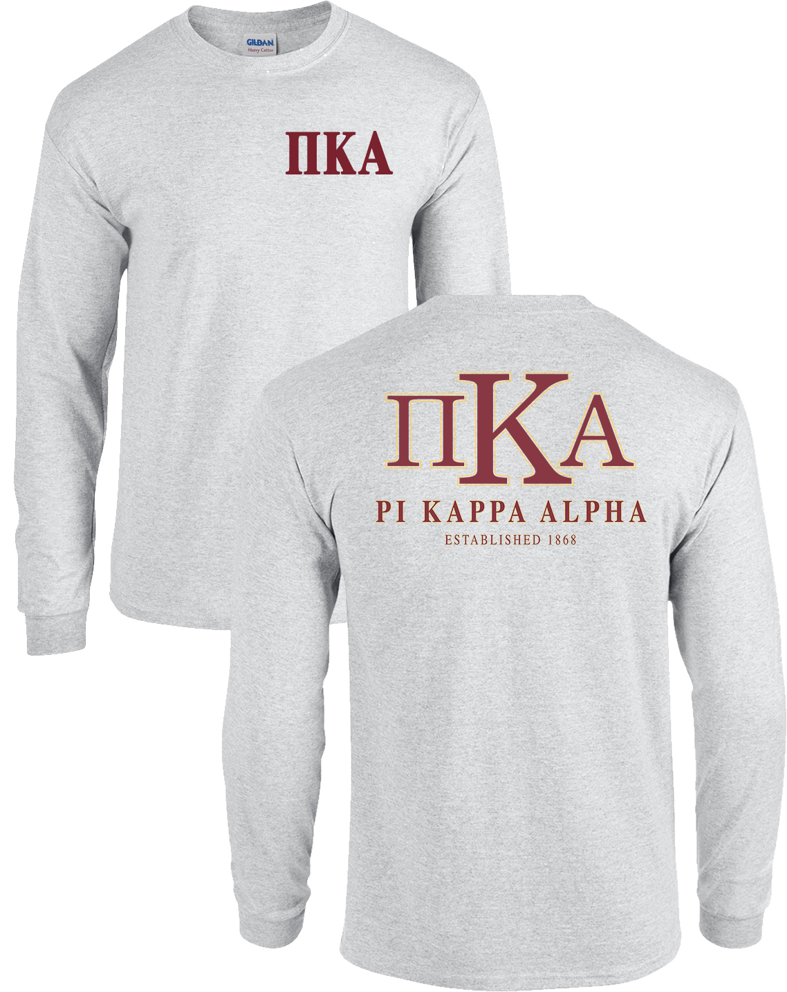 Pi Kappa Alpha Fraternity Long Sleeve Shirt PIKE Letters - MORE COLORS ...