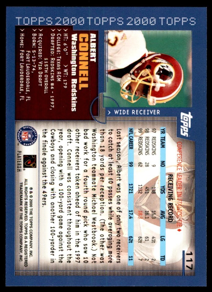 2000 TOPPS COLLECTION ALBERT CONNELL WASHINGTON REDSKINS #117 | eBay