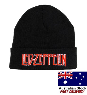 Led Zeppelin Beanie Hat Roll Up Style Embroidered Logo Officially ...