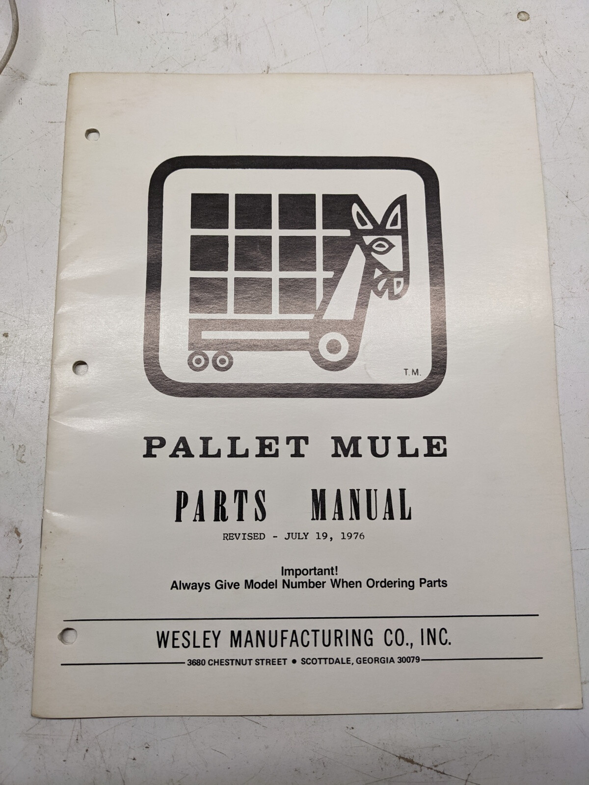 PALLET MULE WESLEY PARTS MANUAL LIST BOOK 1976 LIFT WALKIE FORK | eBay