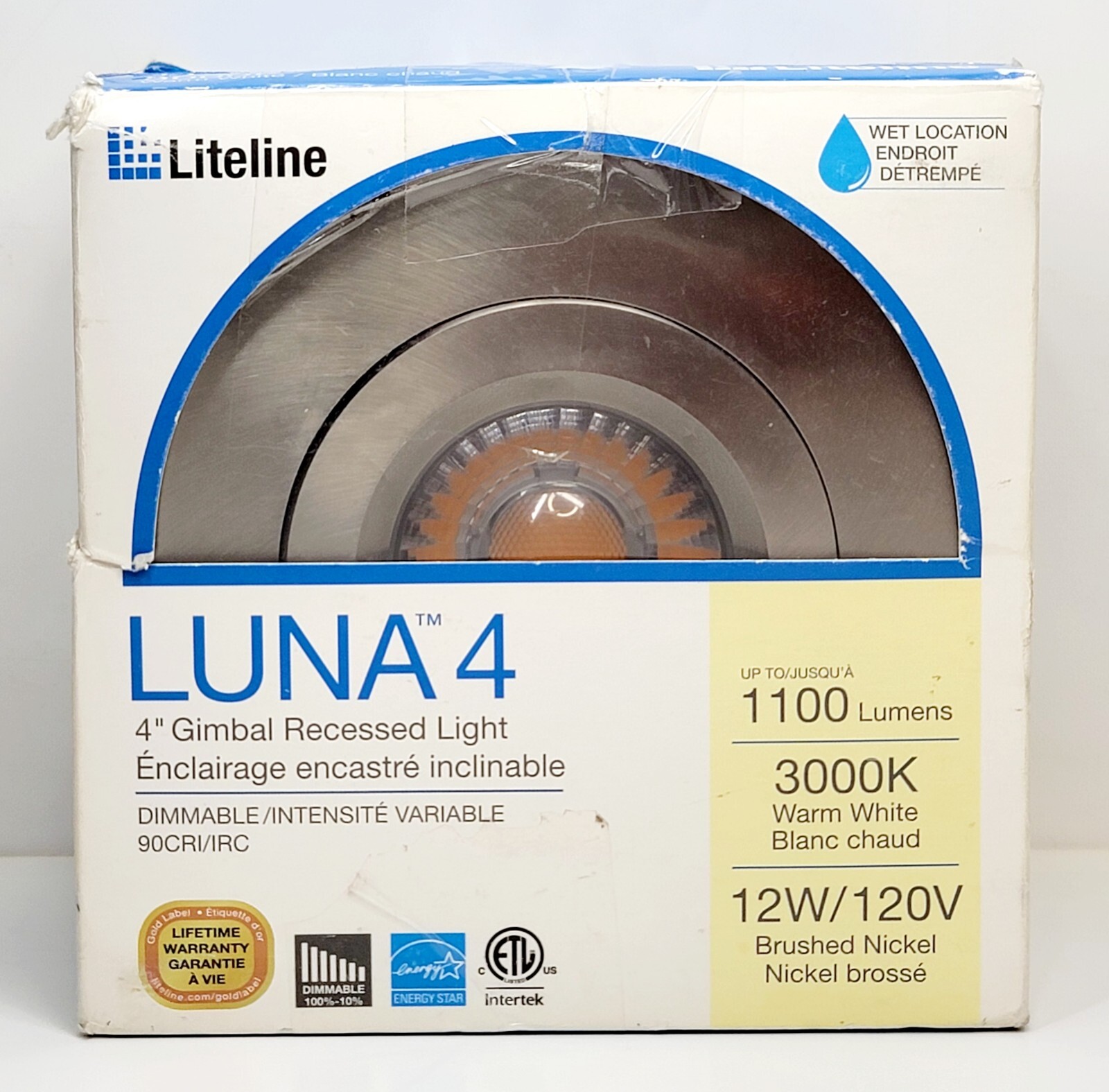 LITELINE Luna 4 RA4-12G-30K-90SL 4" Gimbal Recessed LIGHT 1100 LUMENS ...