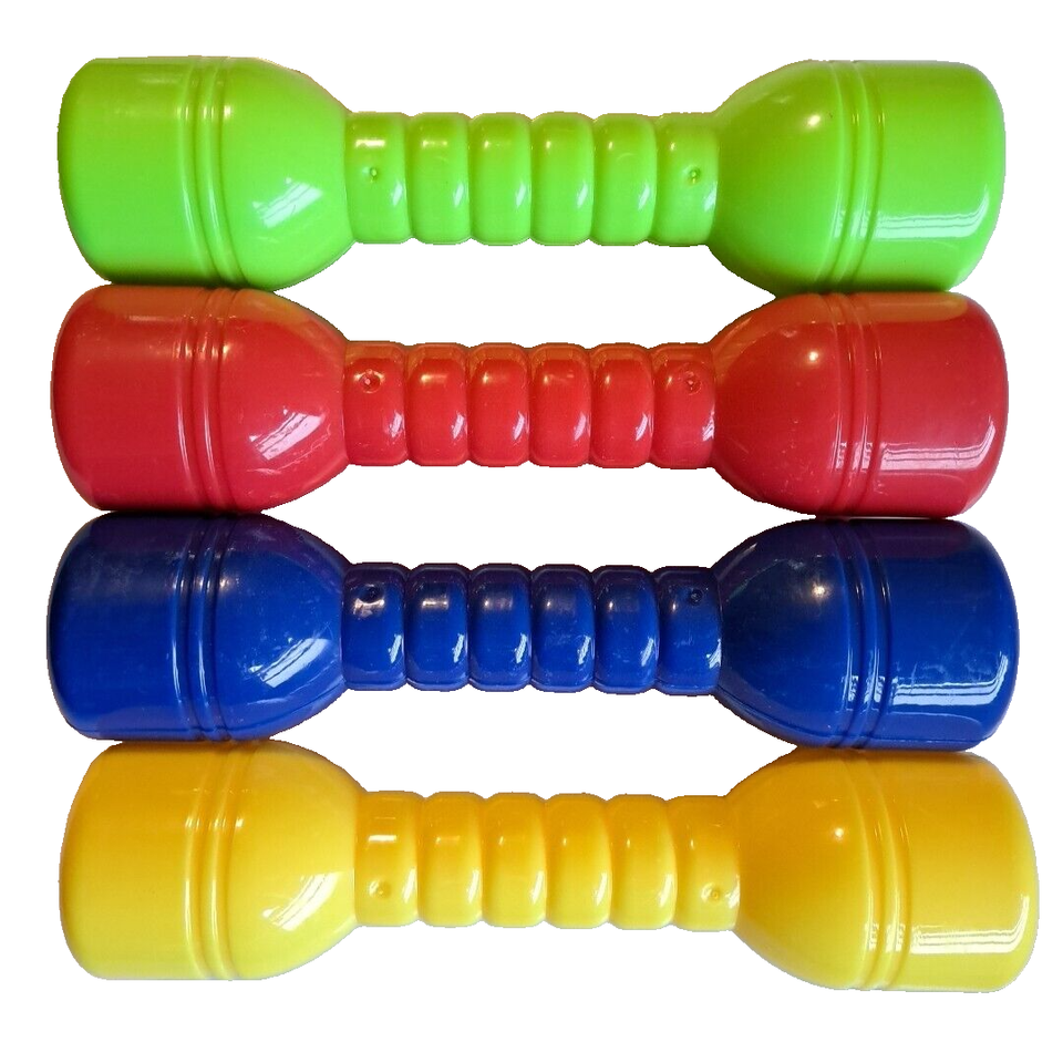 4 Color Dumbbells Weights Childrens Pretend Play Workout Kids Exercise ...