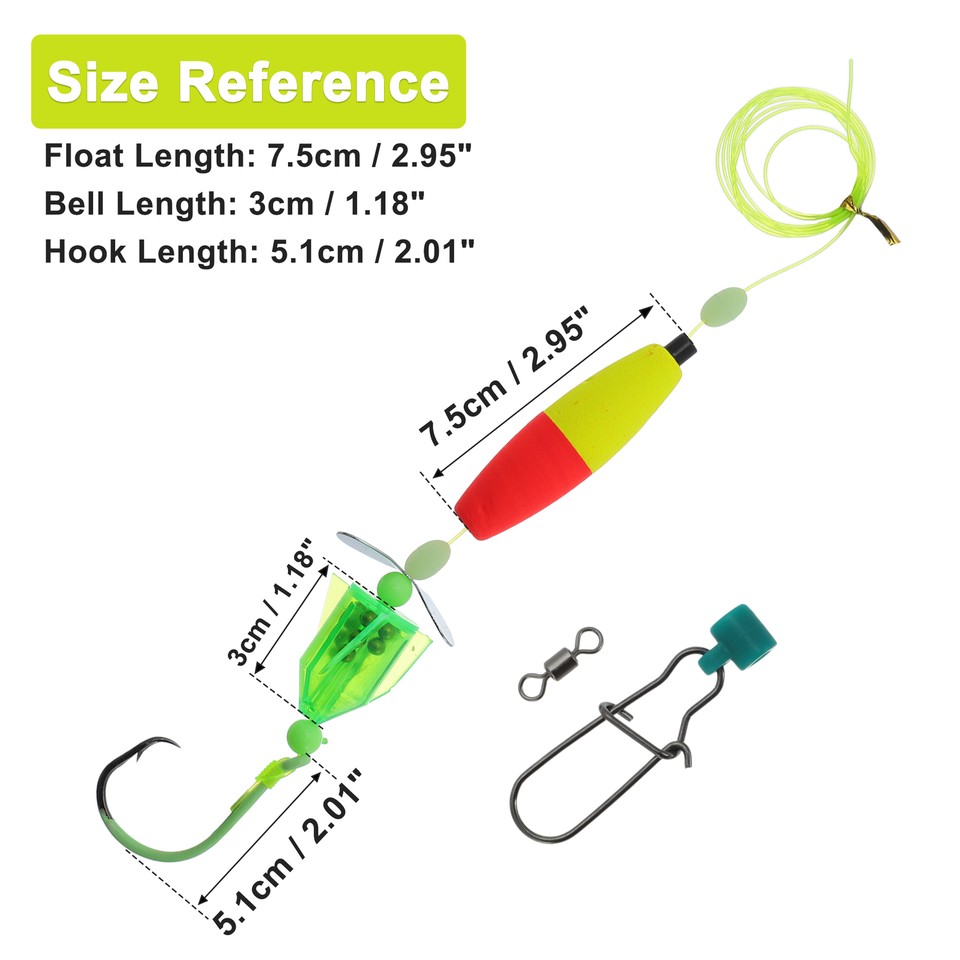 Catfish Fishing Rigs Catfish Float Rigs 50LB Fishing Line Red Yellow 1 ...