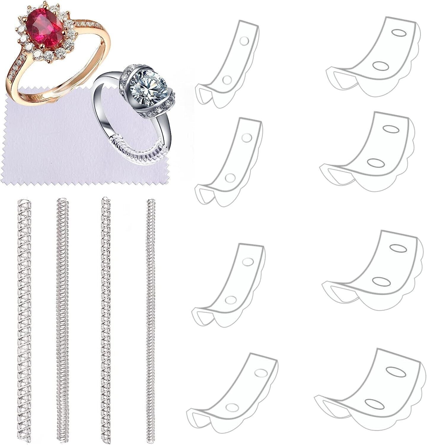 8Pcs Set Invisible Design Ring Size Clip Guard Resizer Reducer Adjuster ...