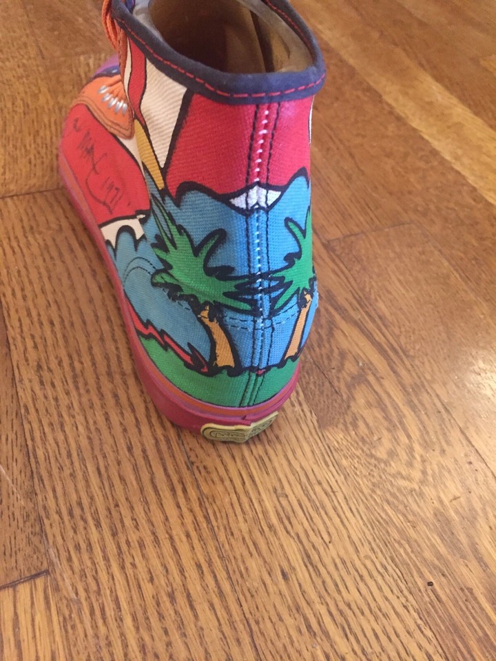 Peter Max 1 Sneaker signed 2 times On The canvas! 1971 Rare Exc Display ...