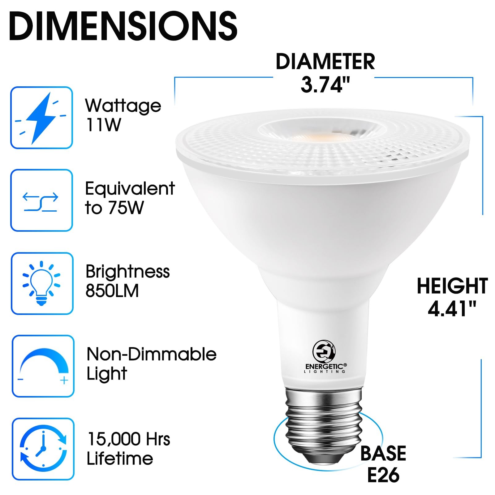 Energetic PAR30 2-Pack Dusk to Dawn LED Outdoor Flood Light Bulb, 75 ...