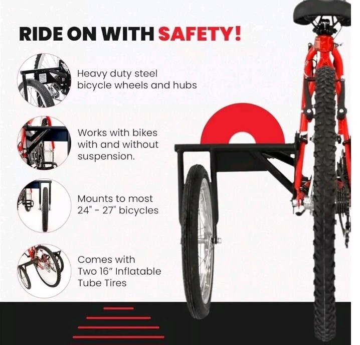 BIKE USA Heavy-Duty Stabilizer Wheels for Adult Bicycles, 24" To 27 ...