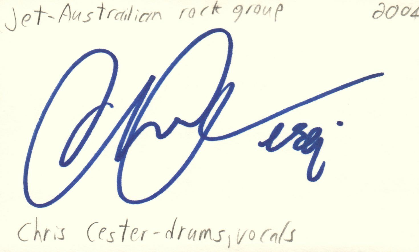 Chris Cester Drums Vocals Jet Rock Band Music Autographed Signed Index ...