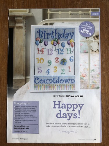 Birthday Countdown Calendar Cross Stitch Chart **from a magazine ...