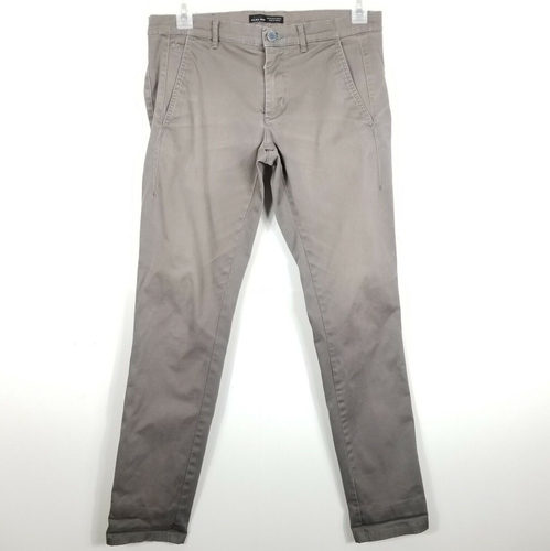 Zara Man Basic Collection Chino Pants Men Flat Front Gray 31 | eBay