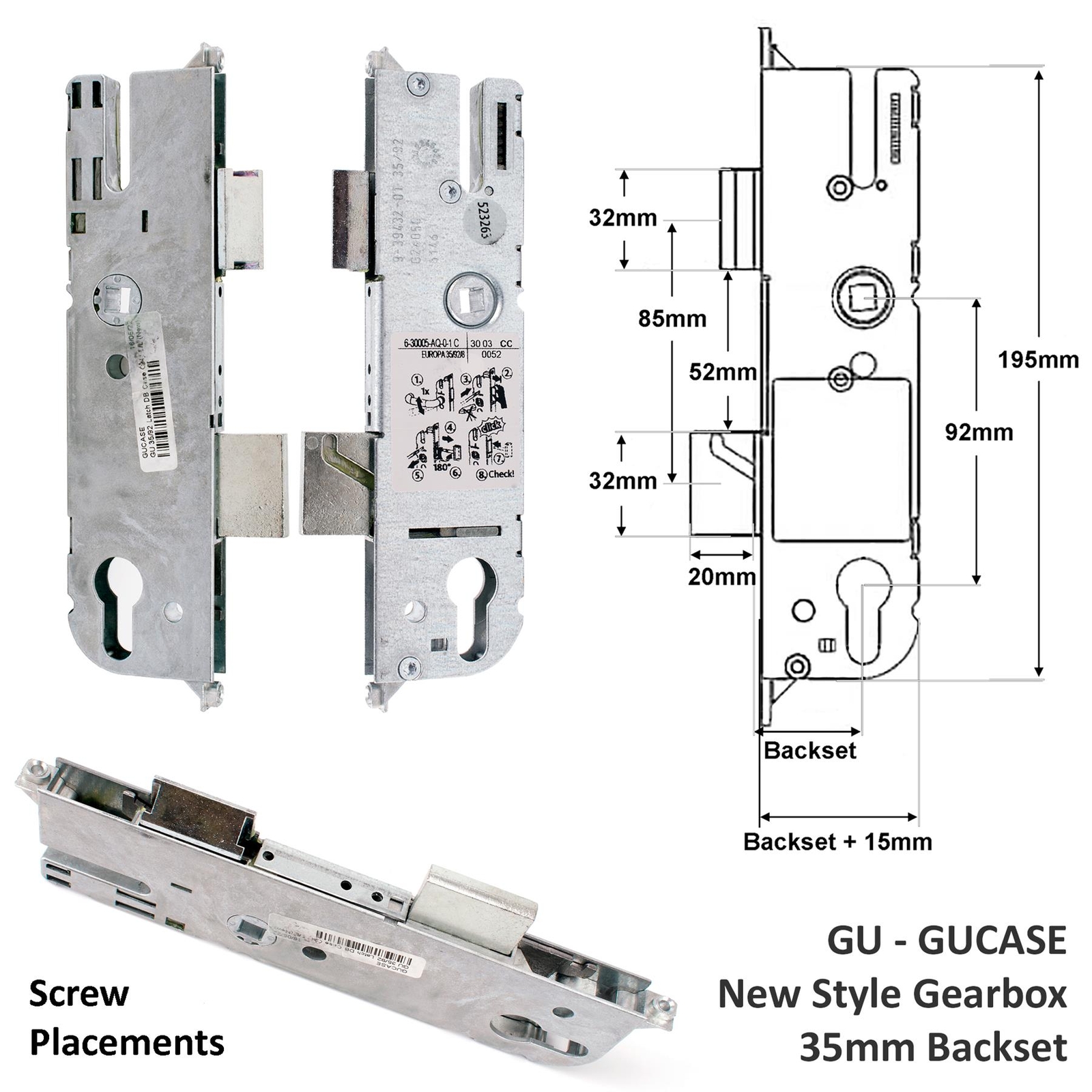 GU Gearbox Door Lock Centre Case New Style Replacement uPVC Mechanism ...