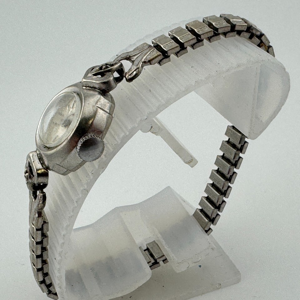 VTG Timex Hand-Winding Cocktail Watch Women Genuine Diamonds Silver ...