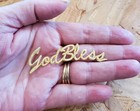 "God Bless" Embroidered Metallic Gold Iron On Applique Patch - Crafts ...