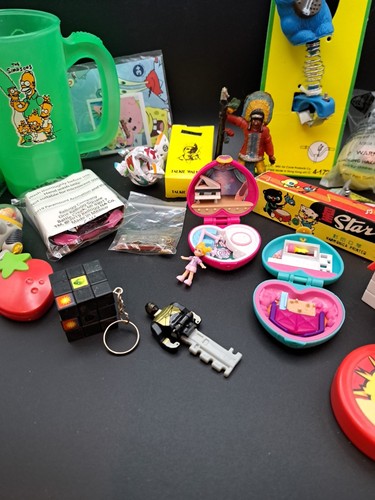 VTG Toy Lot Mixed some New Polly Pocket Simpsons Snoopy Spongebob ...