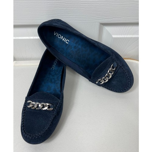 Vionic Mesa Women's Navy Blue Suede Slip On Comfort Loafers 9 Wide | eBay