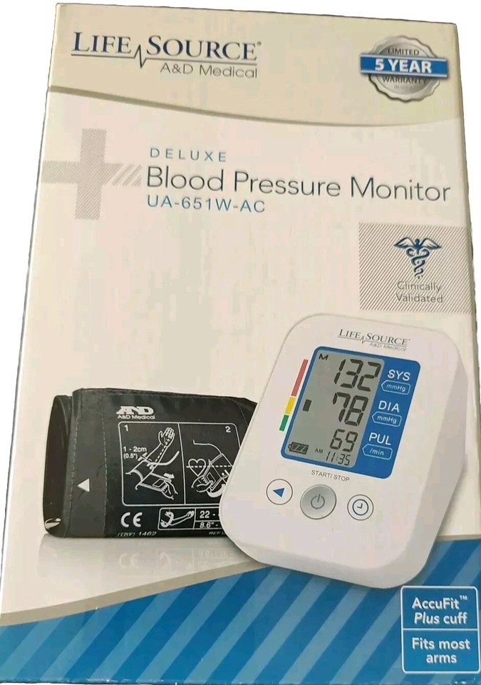 New A+D Medical Life Source UA-651W-AC Blood Pressure Monitor Deluxe ...