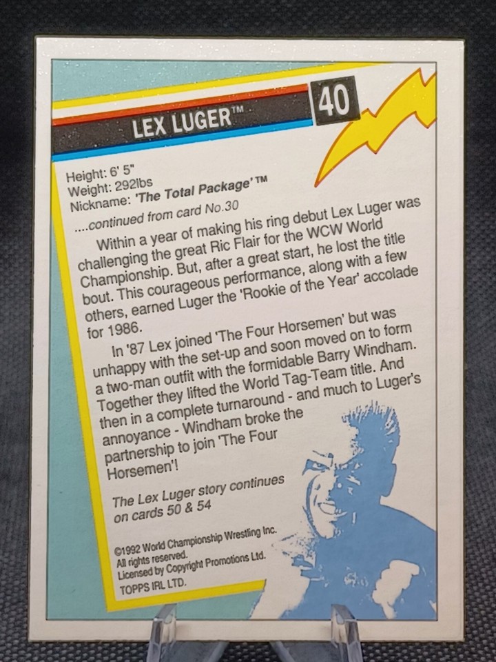 1992 Topps World Championship Wrestling WCW Lex Luger #40 | eBay