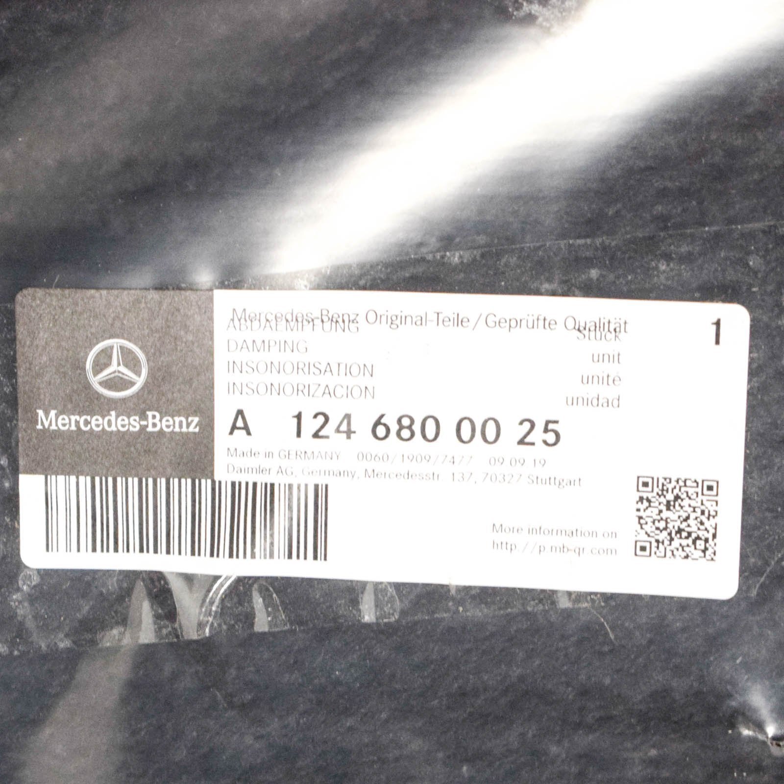MERCEDES-BENZ E W124 Bonnet Insulation Panel A1246800025 NEW GENUINE ...