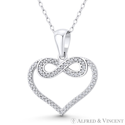 Heart & Infinity Figure-8 Charm CZ Crystal .925 Sterling Silver ...