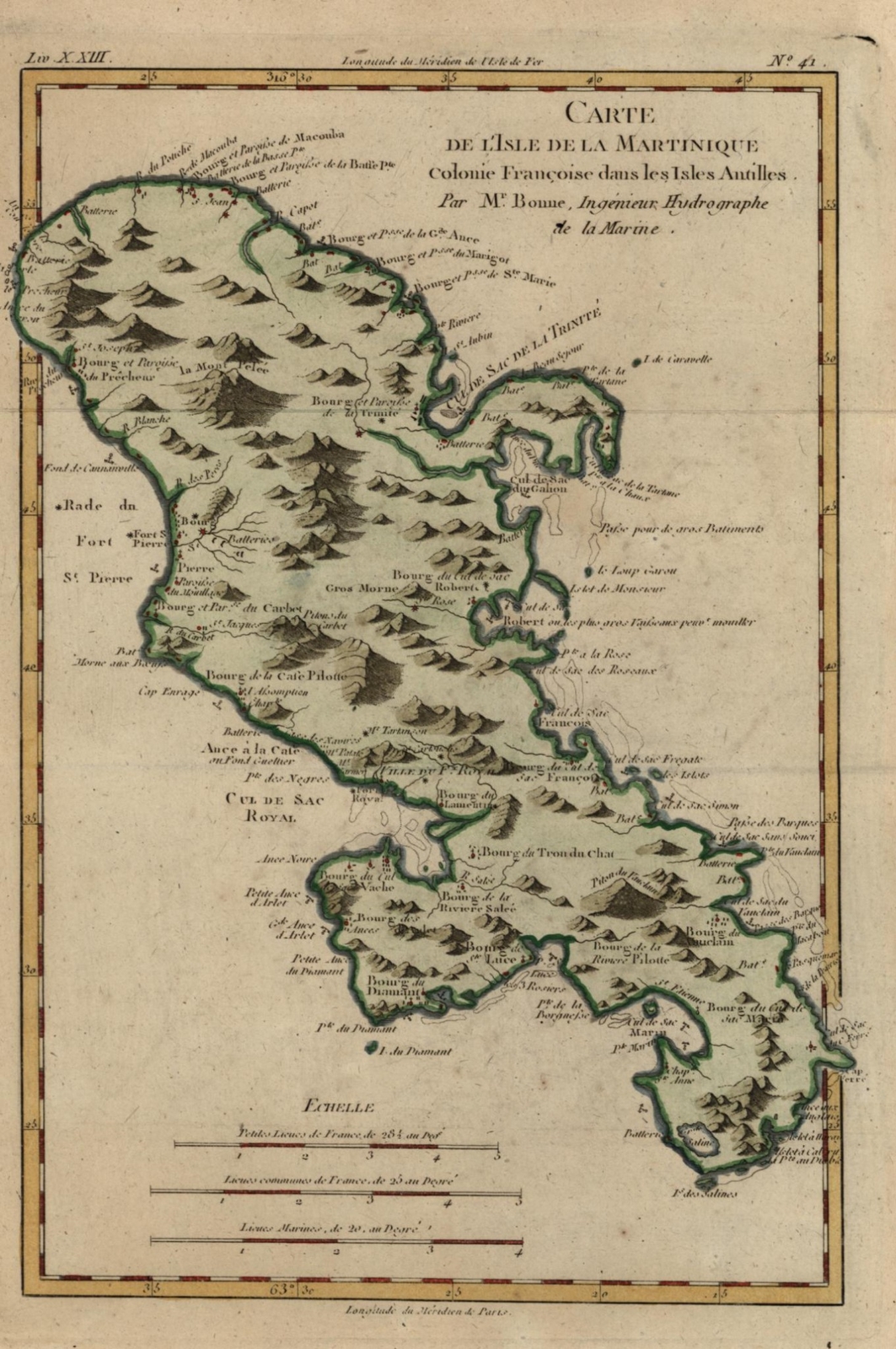 Martinique French Colony Lesser Antilles Caribbean Island 1780 Bonne ...