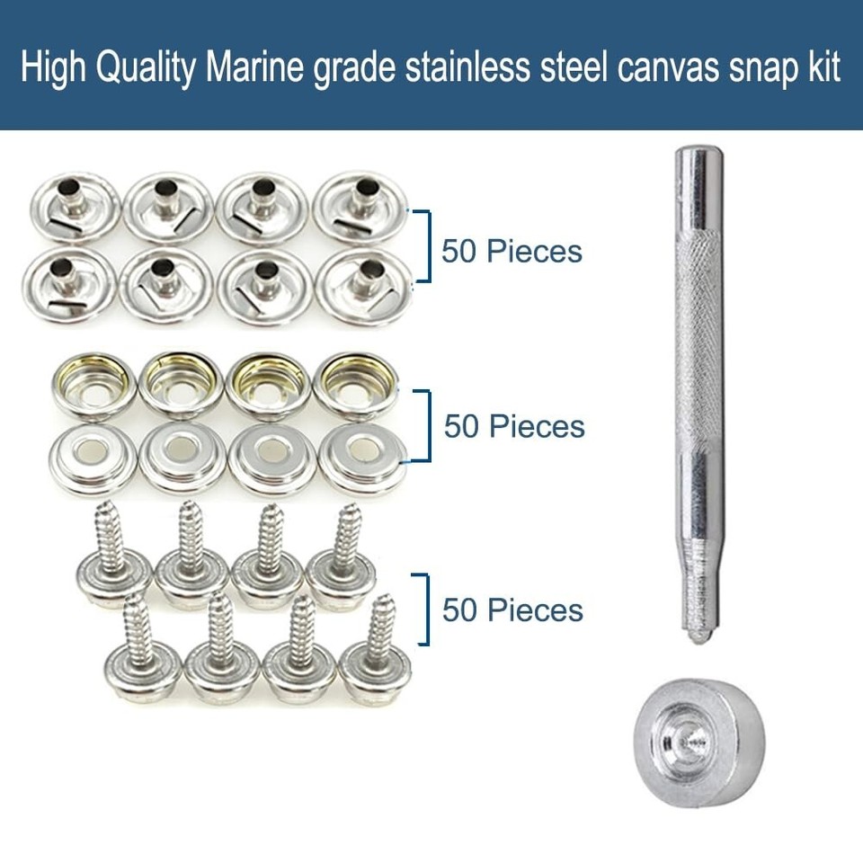 Stainless Steel Screws Boat Canvas Snaps 3/8"Socket Canvas Snap Kit ...