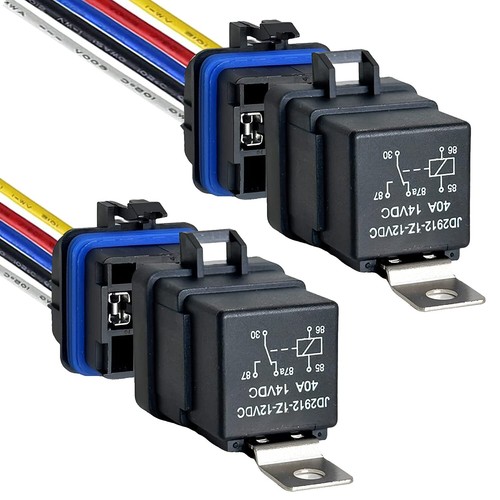 2 Pack Waterproof Relay and Harness Kit 40A 14V DC, 5 Pin SPDT Car ...