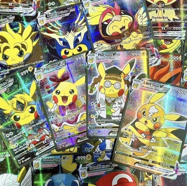 55Pcs Pikachu Vcos Card Cosplay Holo Flashing Cards DISPLAY ONLY | eBay