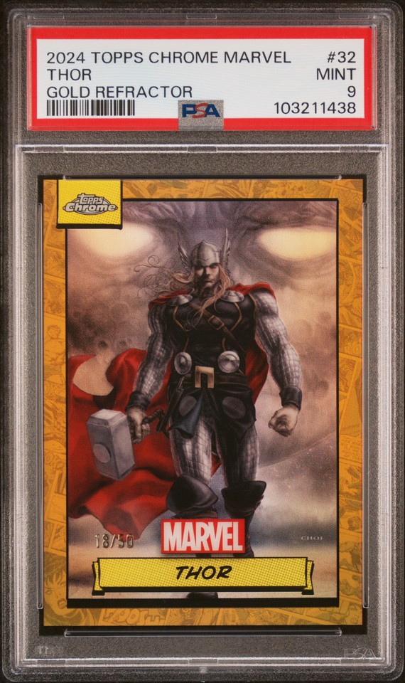 2024 TOPPS CHROME MARVEL GOLD REFRACTOR #32 THOR 18/50 PSA 9 | eBay