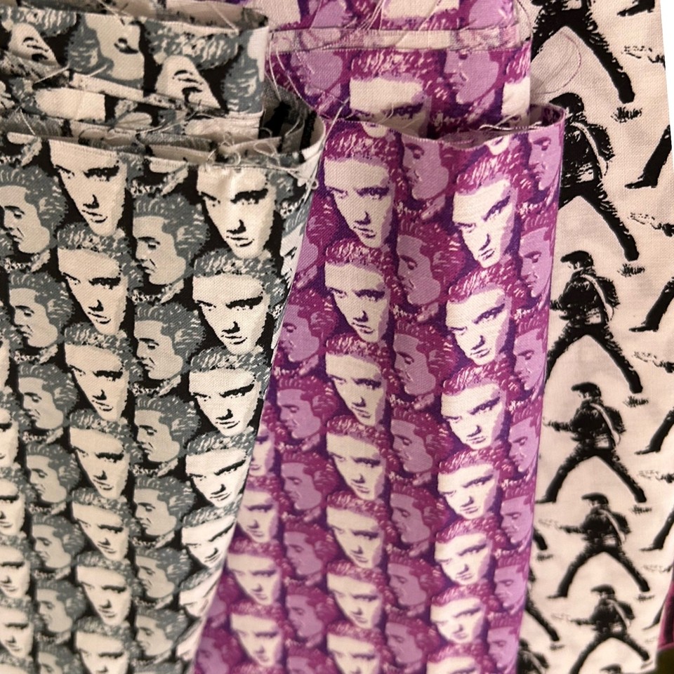 Vintage Elvis Presley Fabric Bundle 7 Cranston VIP Fat Quarters Pop Art ...