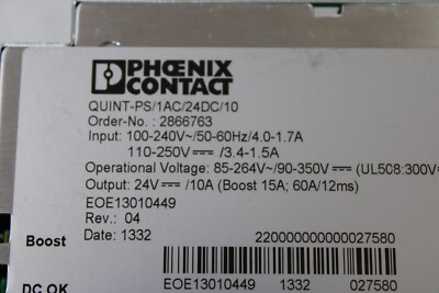 Phoenix Contact 2866763 Power Supply QUINT-PS/1AC/24DC/10 | eBay