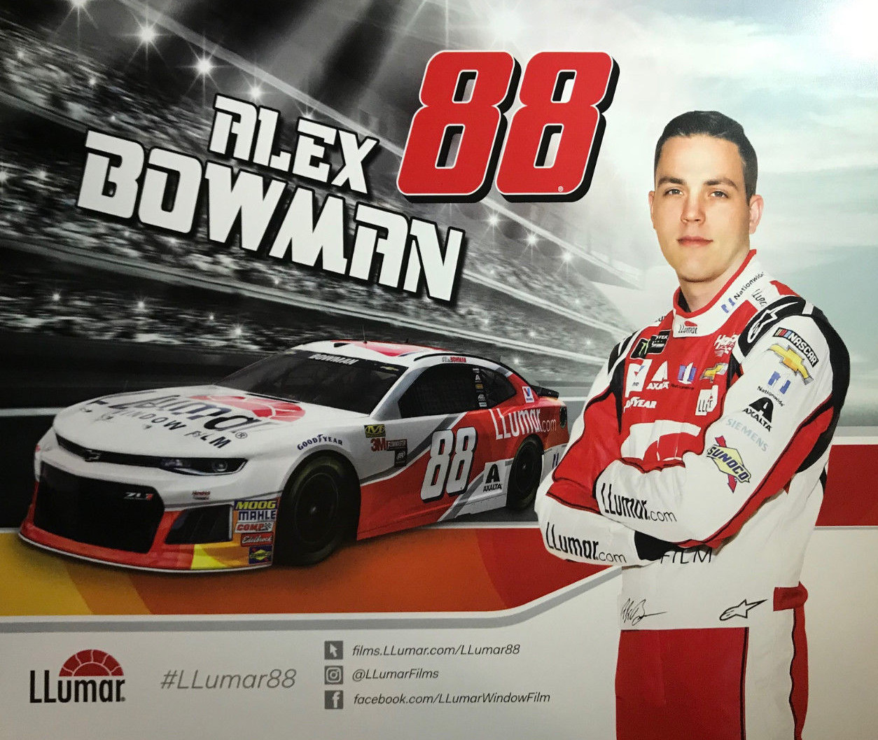 2018 ALEX BOWMAN "DARLINGTON THROWBACK LLUMAR" #88 NASCAR POSTCARD | eBay