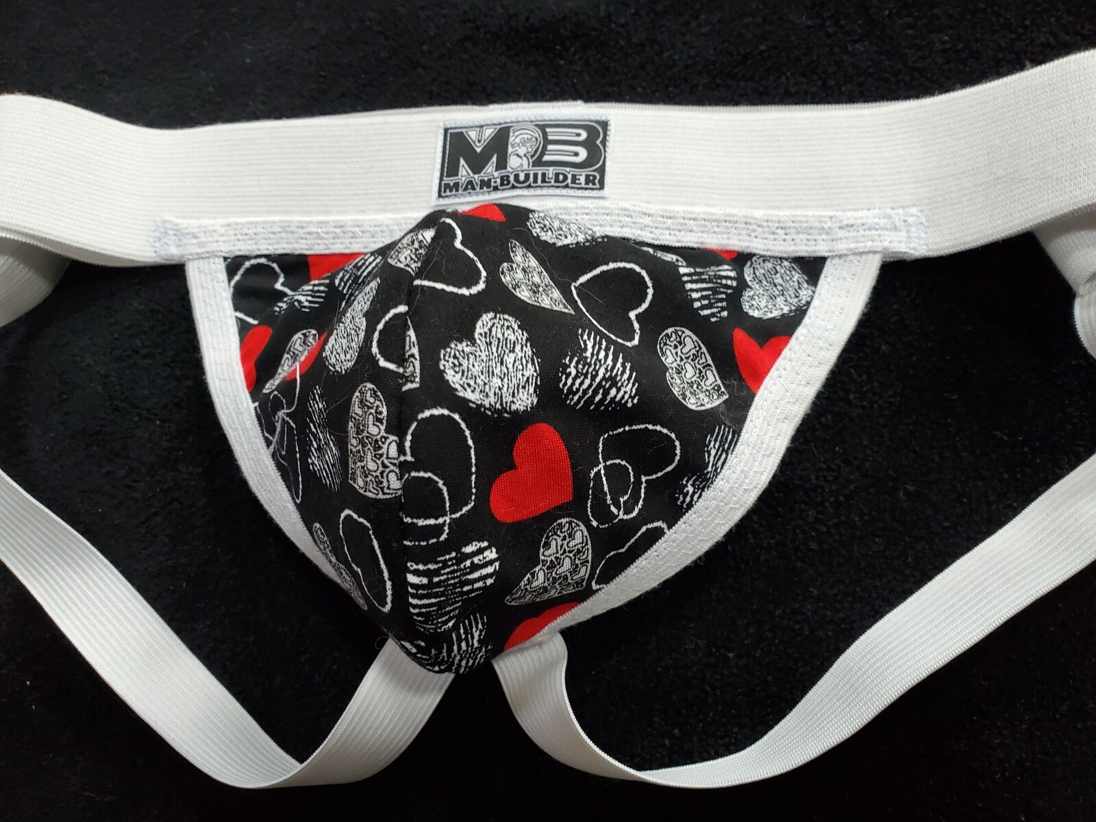 Love Jock, Black Pouch with Red Hearts, Athletic Supporter, Vintage ...
