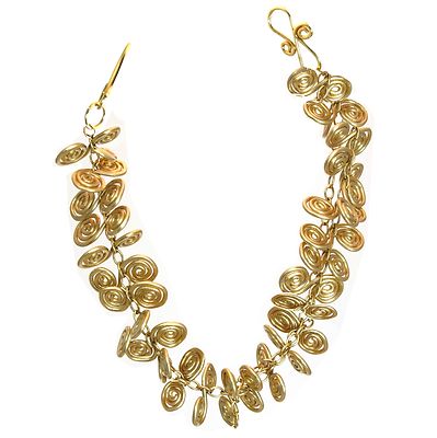 Boracay 22 ~Hammered Curl Shapes Linked Bracelet, Metal Choice | eBay