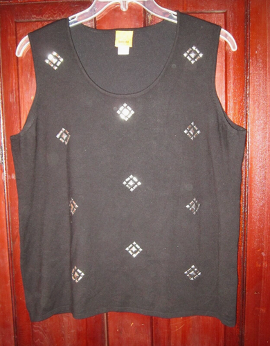 Ruby Rd Woman Plus 1X Stretch Knit Top Tank Shirt Sleeveless Beaded ...