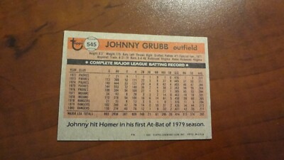 1981 TOPPS # 545 JOHNNY GRUBB BASEBALL CARD | eBay