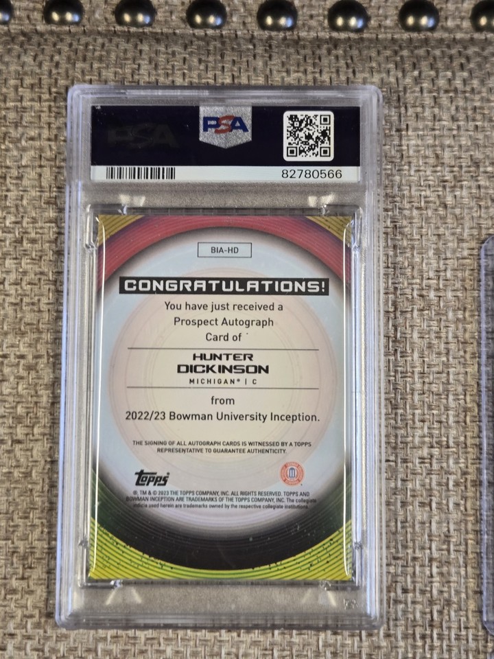 2022-23 Bowman Inception U - #HD Hunter Dickinson (RC) Auto PSA 10 Pre ...