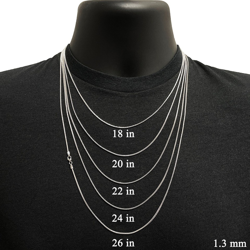 Italian 14k White Gold Solid Diamond Cut Franco Chain Necklace 22" 1 ...