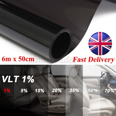 PRO DARK BLACK SMOKE 1% CAR WINDOW TINT ROLL 6m x 50 cm FILM TINTING ...