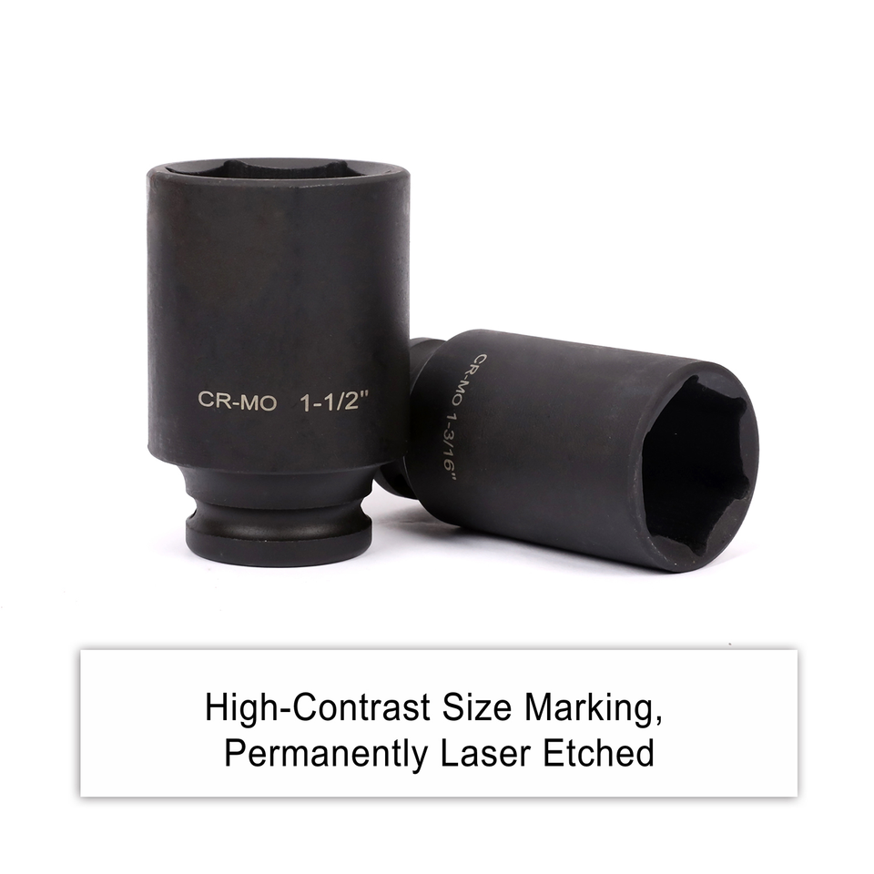 1/2-Inch Drive Deep Spindle Axle Nut Impact Socket Set Cr-Mo 6-Point 1/ ...