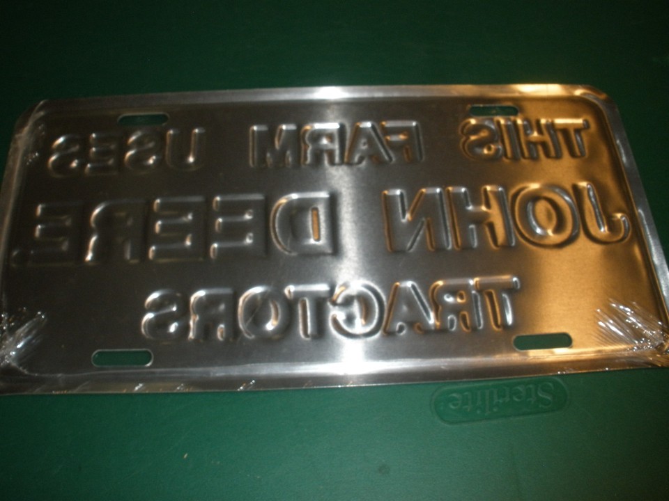 NEW Sealed John Deere Metal License Plate This Farm Uses John Deere ...