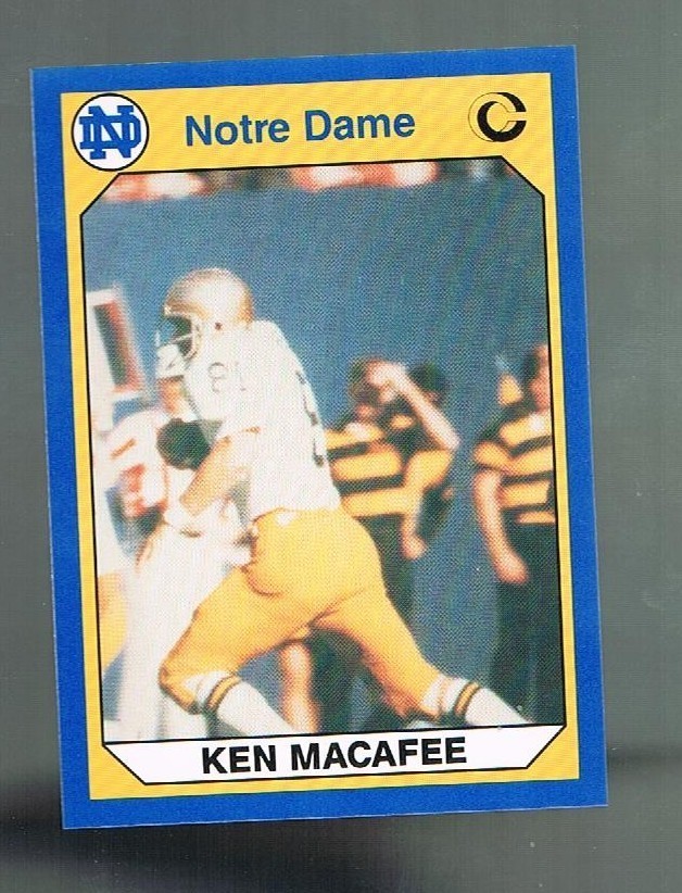 KEN MACAFEE #23 TE 1990 Collegiate Collection Notre Dame Fighting Irish ...