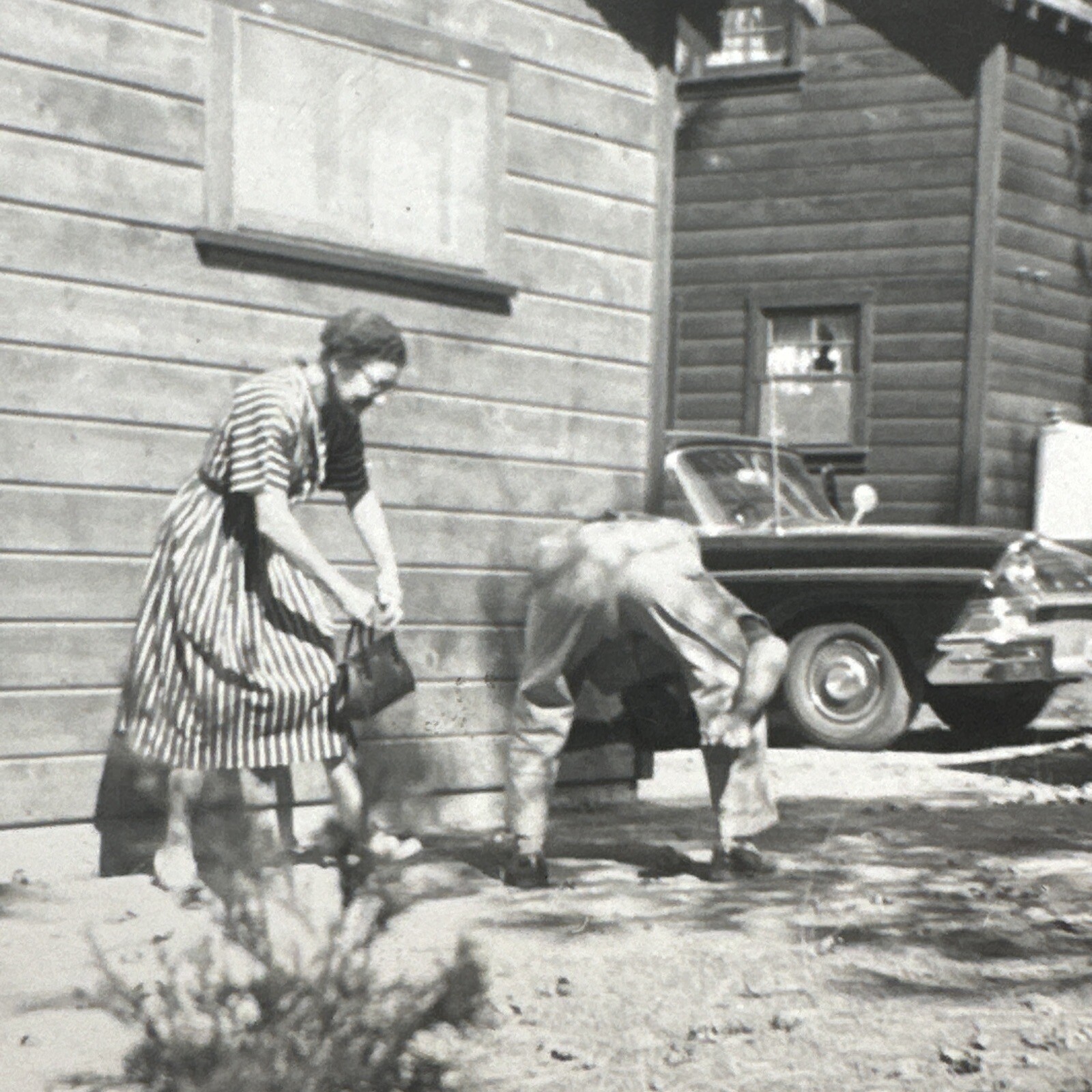 VINTAGE PHOTO 1960 Man mooning camera, Spanking, Trailer Camper van ...