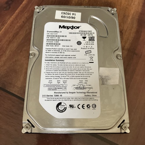 Disque Dur Maxtor Diamondmax 21 STM380215AS 80GB 7200U/Min 2MB SATA II ...
