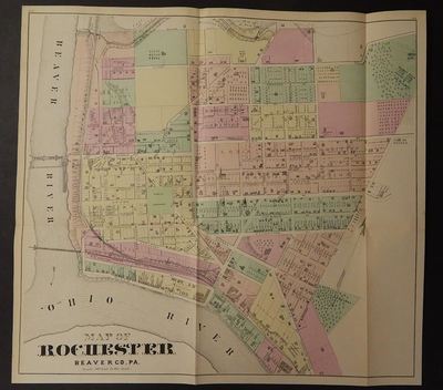 Pennsylvania, Beaver County Map, 1876, Rochester, Double Page, Q4#61 | eBay