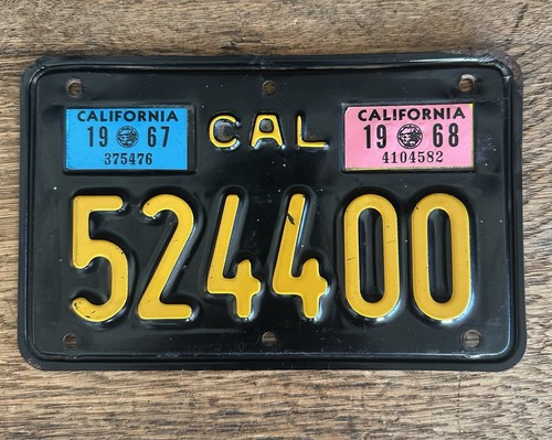 Vintage 1963 California Motorcycle License Plate 524400 1967 1968 ...