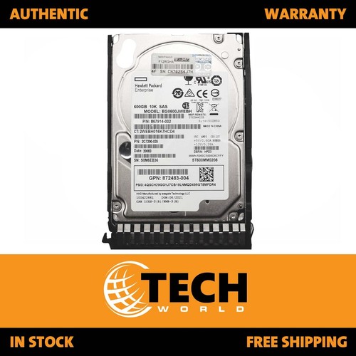 872477-B21 872736-001 HPE 600GB 10K SAS 2.5 12Gb/s 512e HDD DS FW SC ...