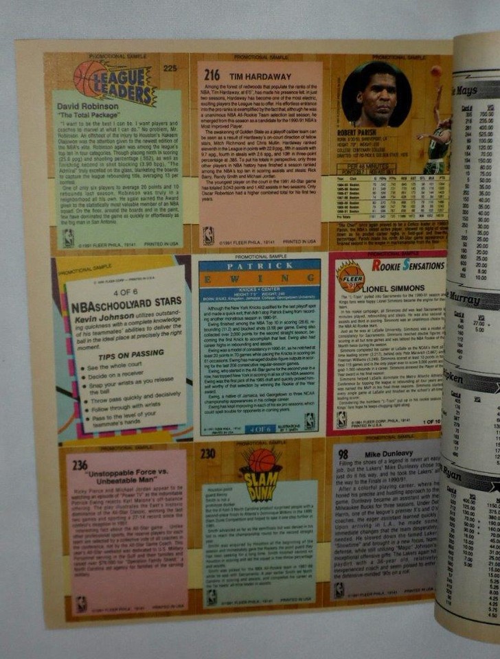 1991 TUFF STUFF JR * FOOTBALL * BASKETBALL UNCUT SHEETS & MICHAEL ...