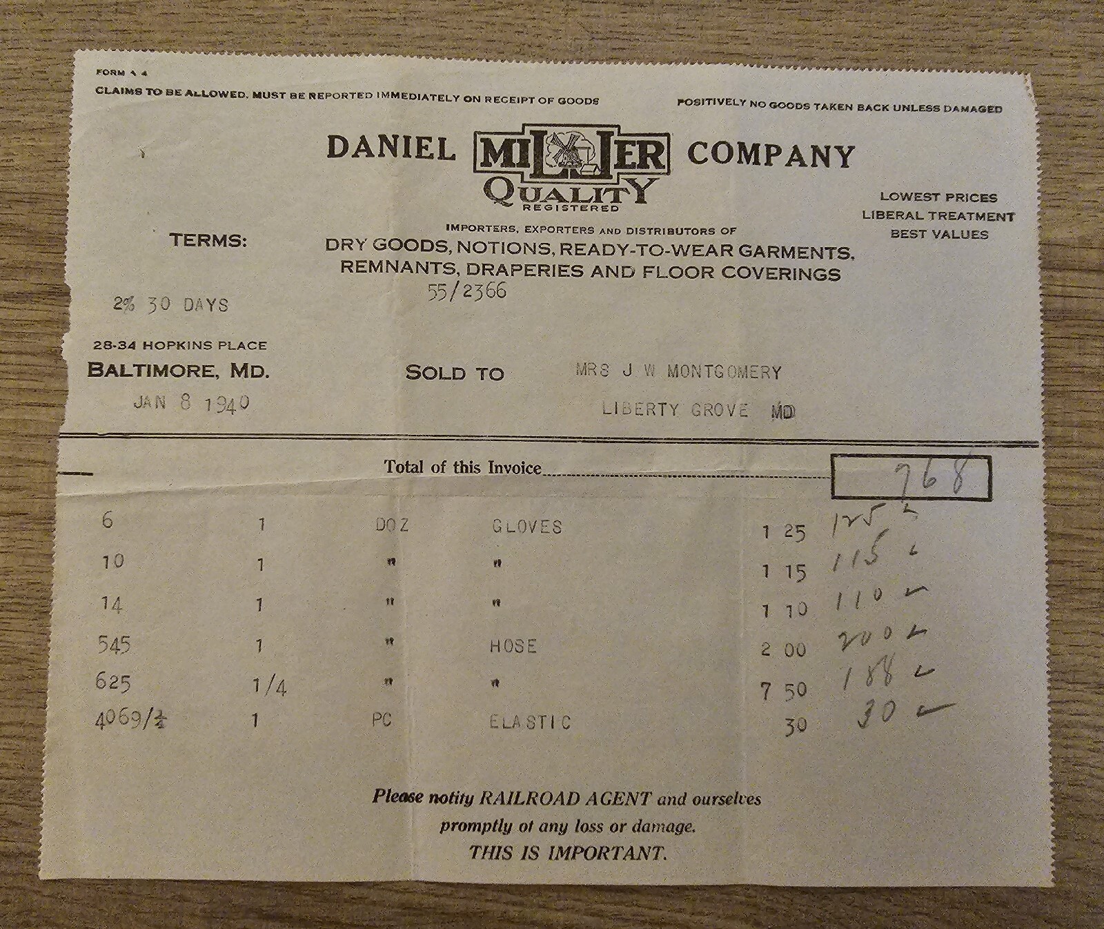 1940 Daniel Miller Company Illustrated Billhead Receipt Baltimore MD | eBay